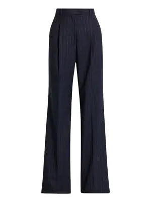 Max Mara Studio Pinstriped Flared Pants - Navy