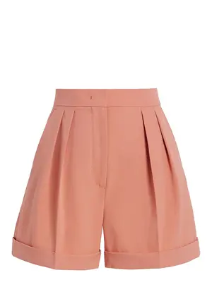 Max Mara Pleated Wool-blend Twill Shorts - Coral