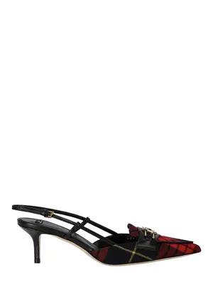 Elisabetta Franchi Tartan Slingback Pumps - Black