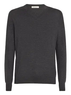 Johnstons Of Elgin Superfine Cashmere V-neck Sweater - Grey