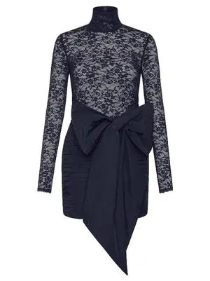 Rebecca Vallance Nicky Hilton X Delta Lace & Taffeta Bow Minidress - Black