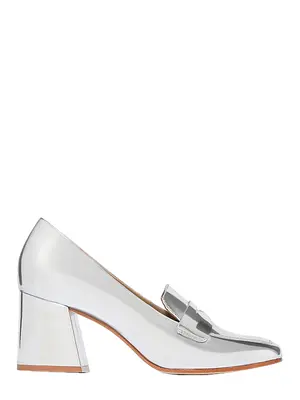 Bernardo Nessa Block Heel Loafers Silver