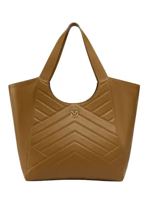 Pinko Chevron-quilted Leather Tote Bag - Brown