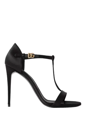 Dolce & Gabbana Satin T-bar Sandals - Black