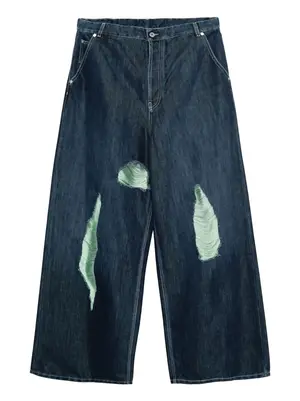 OFF-WHITE Shiny Shredded Wide Jeans