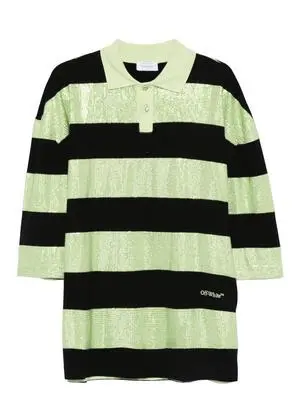 Off-White Crystal Stripes Polo Shirt - Green