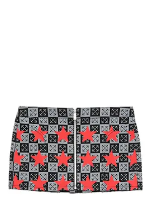 Off-White Star-print Denim Mini Skirt - Black