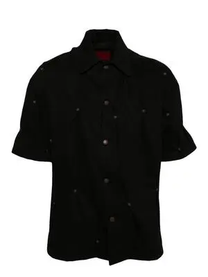 KUSIKOHC Multi-rivet Denim Short Sleeves Shirt - Black