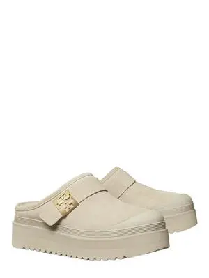 Tory Burch Mellow Shearling Platform Mule - Calcare/gold