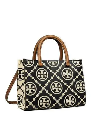 Tory Burch Tory Burch T Monogram Embossed Top-Handle Tote Black/white