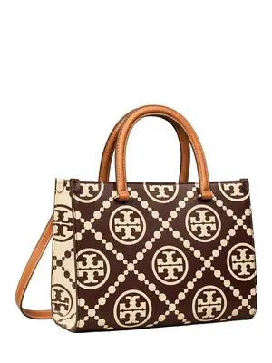 Tory Burch Tory Burch T Monogram Embossed Top-Handle Tote Deep Maroon/new Cream