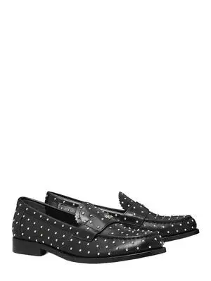 Tory Burch Studded Leather Loafers - Perfect Black/silver