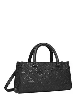 Tory Burch Monogram Embossed Small Rectangular Tote - Black
