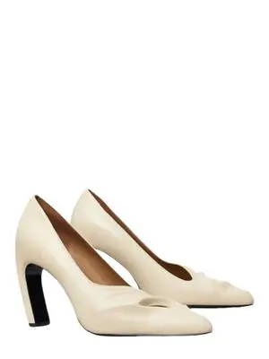 Tory Burch Sculpted Peep-Toe Pump Stone Sand