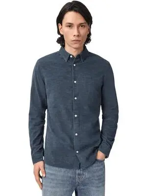 ALLSAINTS Lorella Textured Ramskull Shirt - Blue