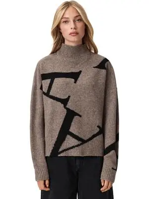 ALLSAINTS Star Wool Blend Sweater Brown/black