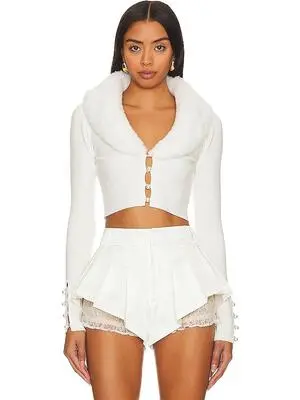 Majorelle Faux Fur Shawl Cardigan - Ivory