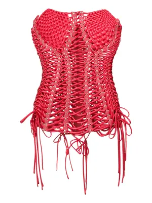 Dolce & Gabbana Lace-detail Satin Corset Top - Red