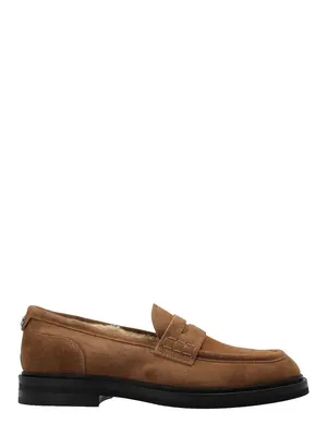 Dolce & Gabbana Logo-plaque Suede Loafers - Brown