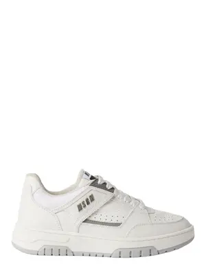MSGM Logo-debossed Leather Sneakers - White