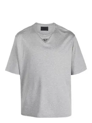 Prada Triangle-logo Cotton T-shirt - Grey