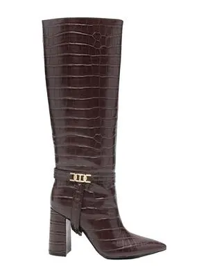 TWINSET 100mm Croc-effect Knee-high Boots - Brown