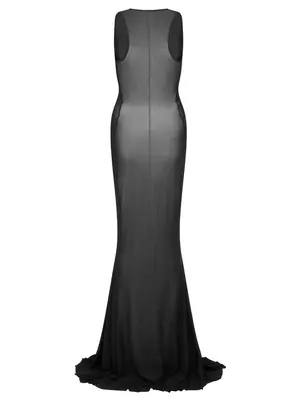 LET'S SWIM Let's Swim Mesh Maxi Dress Black