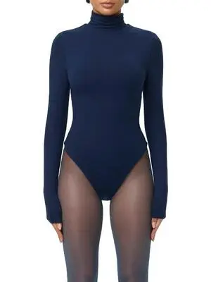 Naked Wardrobe Butter Turtleneck Long Sleeve Bodysuit - Navy Blue
