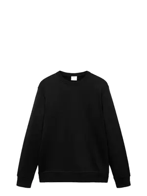Mango MANGO Cotton Blend Crewneck Sweatshirt Black