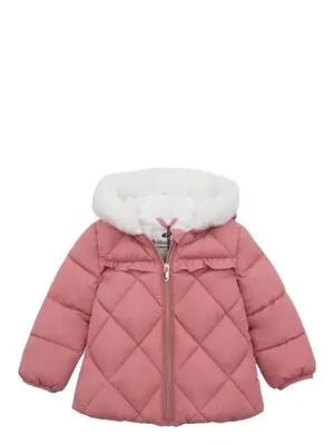 ROKKA&ROLLA Lined Hooded Puffer Jacket - Pink Coral