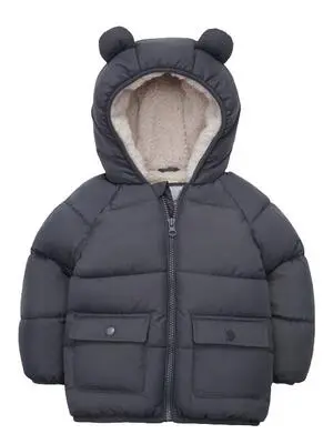 ROKKA&ROLLA Baby Fleece Lined Bear Puffer Jacket - Grey