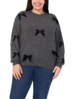 CECE DUPRAZ 3d Bow Crewneck Sweater - Med Htr Grey