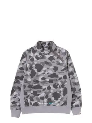 A BATHING APE Honeycomb Camo Side Zip Crewneck Sweatshirt - Grey