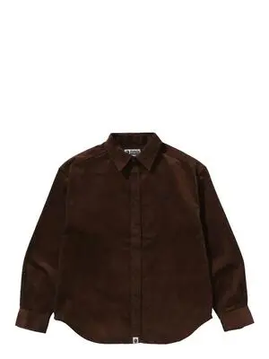 A BATHING APE One Point Corduroy Long Sleeve Shirt - Brown