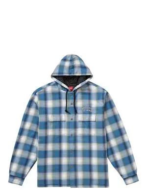 Supreme Quilted Hooded Plaid Shirt - Blue
