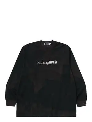 A BATHING APE Overprint Logo Relaxed Fit Long Sleeve Tee Shirt - Black