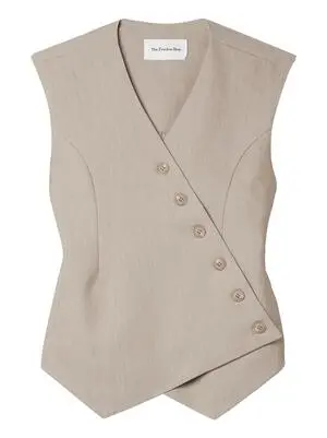 THE FRANKIE SHOP Maesa Asymmetric Woven Vest - Neutrals