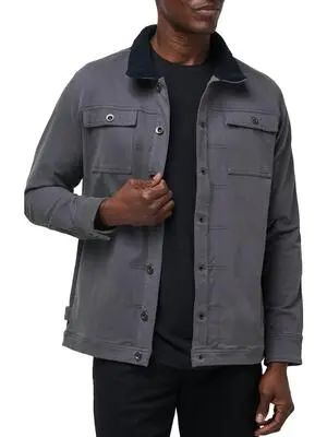 Travis Mathew TravisMathew Cloud Denim Fleece Collar Jacket Grey Pinstripe