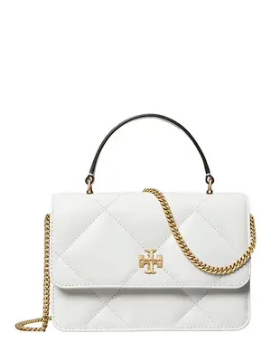 Tory Burch Tory Burch Mini Kira Chevron-Quilted Top Handle Bag Blanc