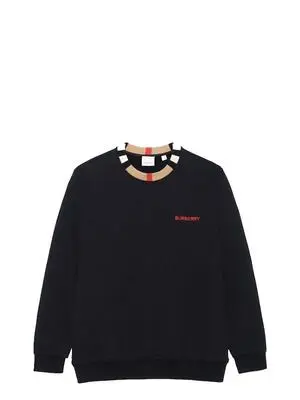 Burberry Cotton Sweatshirt With Icon Stripe Trim - Black