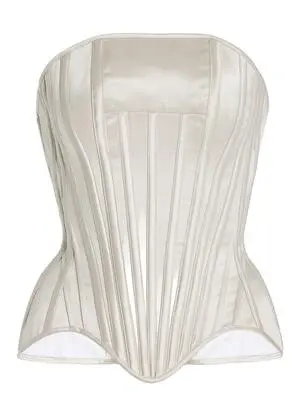 WIEDERHOEFT Julie Satin Corset Top - Light Grey