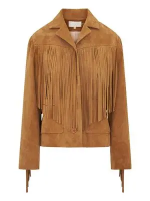 LoveShackFancy LoveShackFancy Geraline Suede Jacket Tan