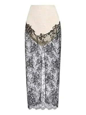 WIEDERHOEFT Lace-paneled Brocade Maxi Skirt - Ivory