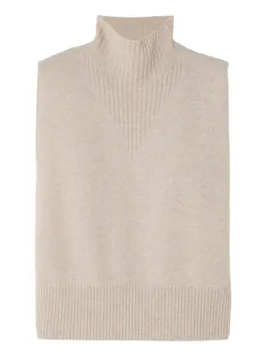 WE NORWEGIANS Geilo Ribbed Merino Wool Turtleneck Vest - Neutrals