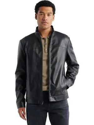 Nordstrom Stand Collar Leather Bomber Jacket - Black