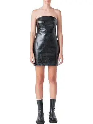 GREY LAB Faux Leather Minidress - Black
