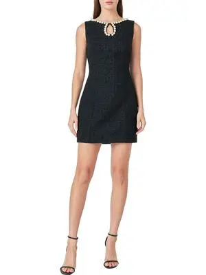 Endless Rose Faux Pearl Detail Mini Sheath Dress - Black