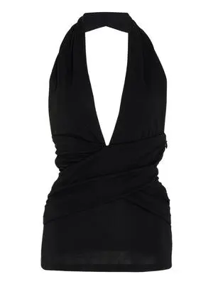 Carolina Herrera Gathered Jersey Halter Top - Black