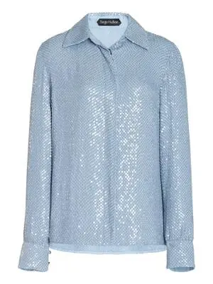 SERGIO HUDSON Hand-Embroidered Blouse Light Blue