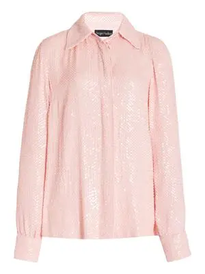 SERGIO HUDSON Hand-Embroidered Blouse Pink
